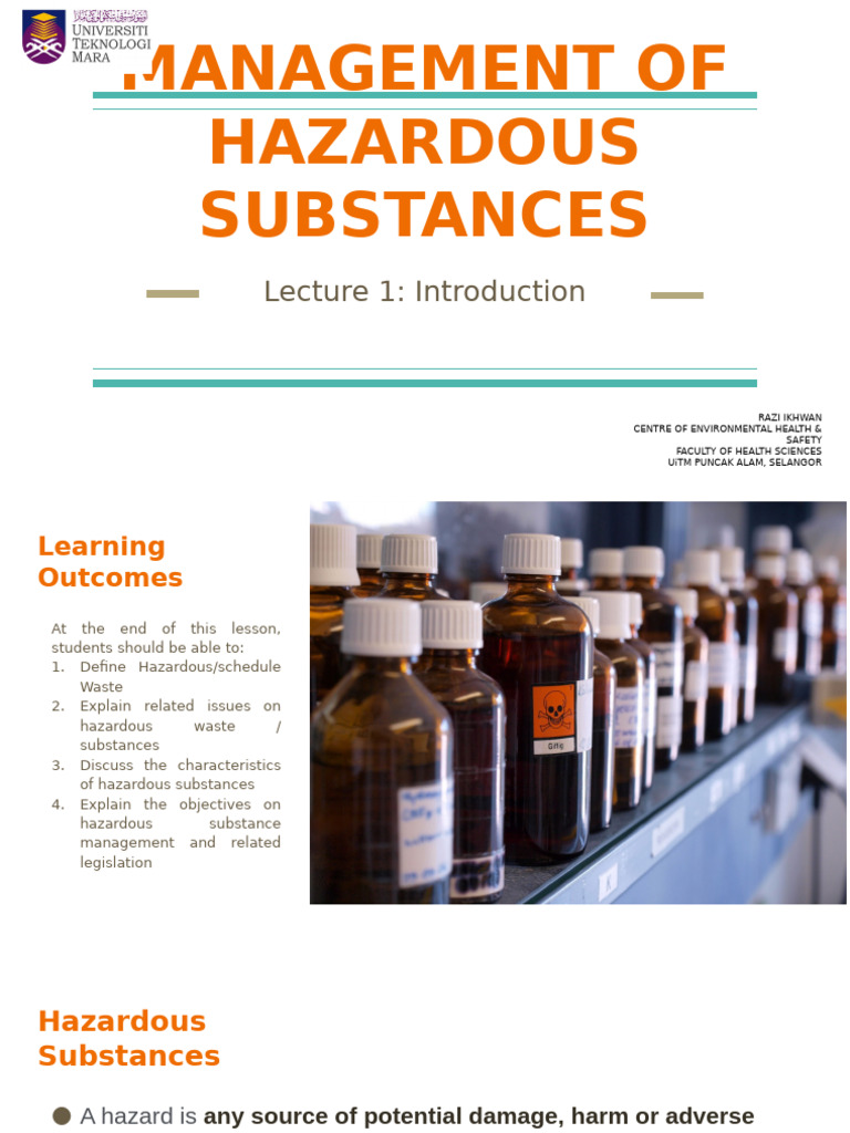 Hazardous Substances Management Overview | PDF | Waste | Toxicity