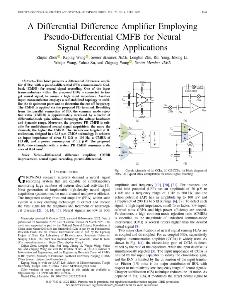 A Differential Difference Amplifier Employing Pseudo-Differential CMFB ...