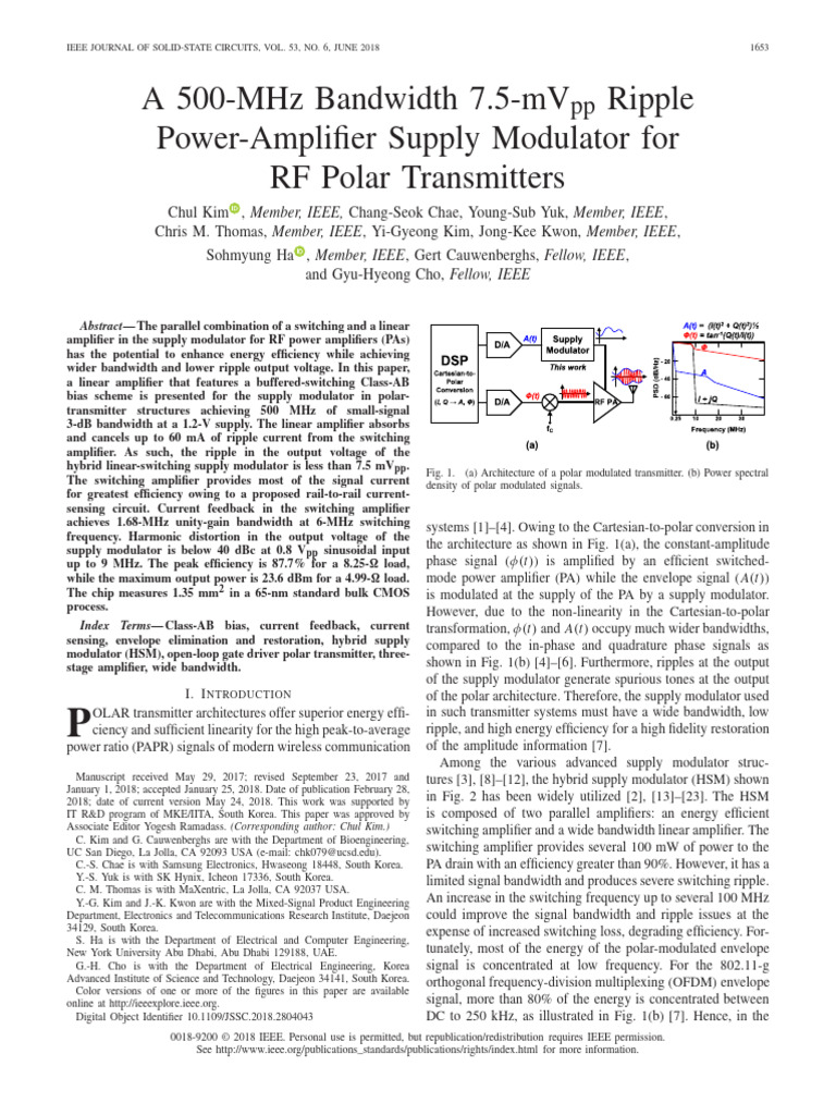 A 500-MHz Bandwidth 7.5-MVpp Ripple Power-Amplifier Supply Modulator ...