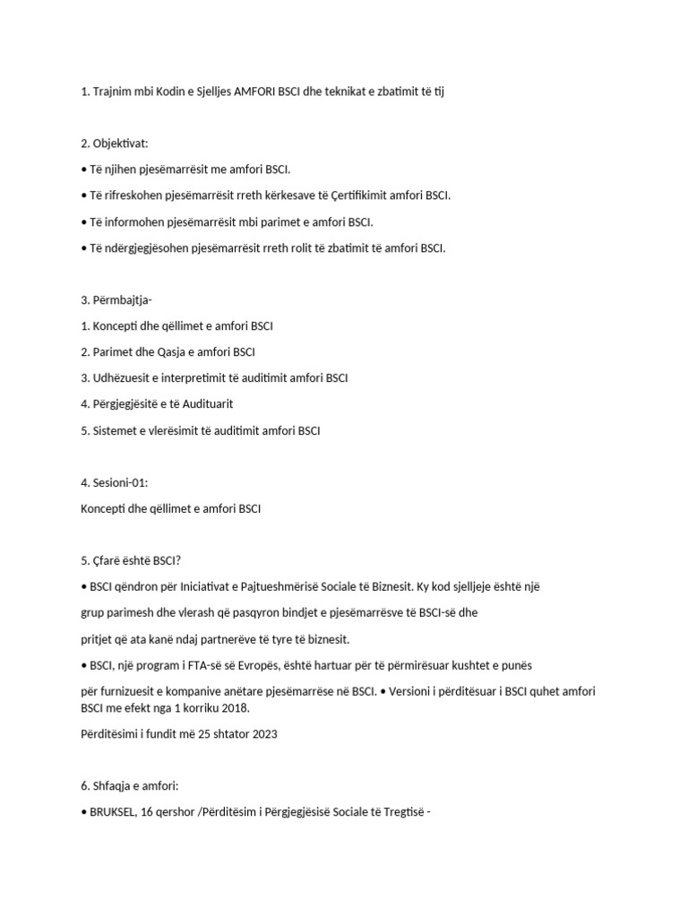 Trajnim Shqip BSCI | PDF