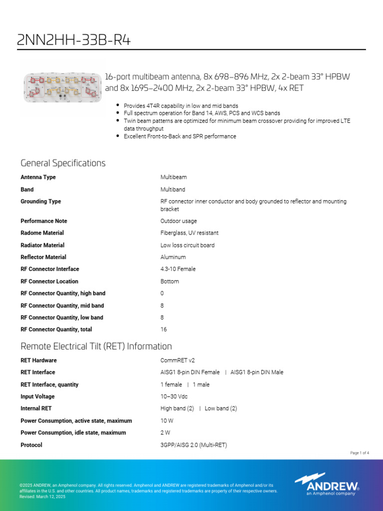 2nn2hh-33b-r4-product-specifications | PDF | Antenna (Radio) | Electrical Engineering