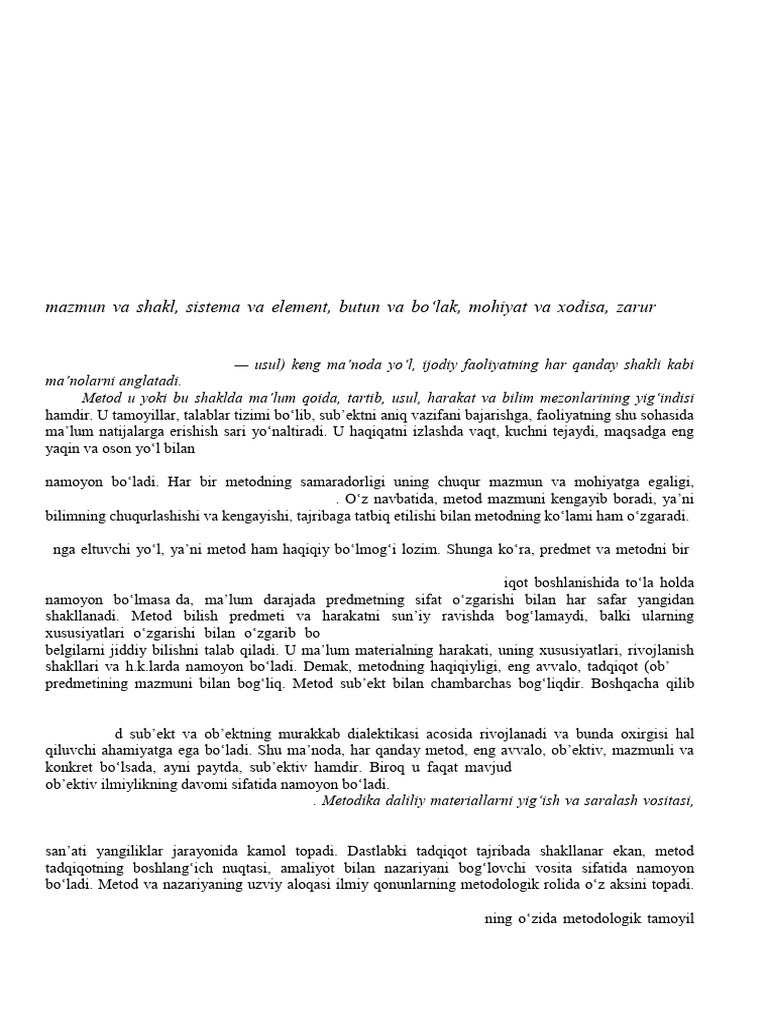 5 Mavzu Rivojlanish Falsafasi Falsafa Metodlari Va Kategoriyalari | PDF