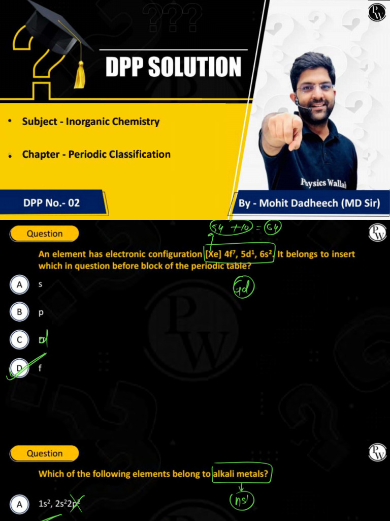 Periodic Classification Dpp 02 Solution Notes Arjuna Neet 2024 Pdf