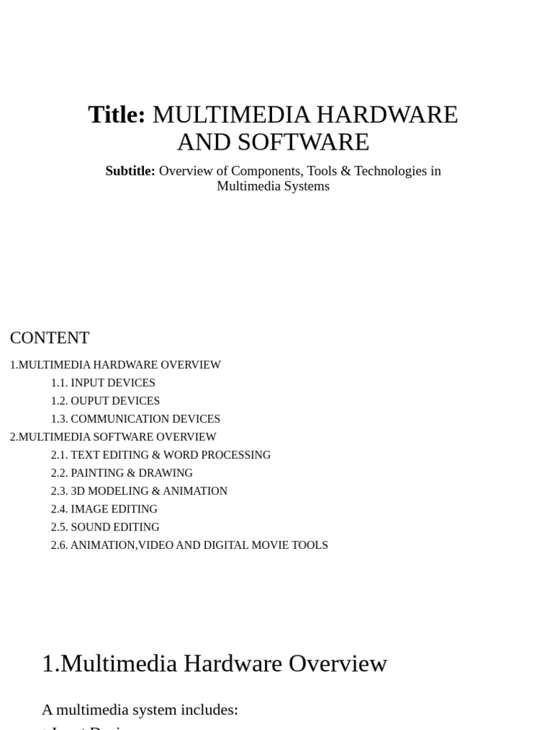 Multimedia Hardware & Software Guide | PDF | Multimedia | 3 D Computer ...