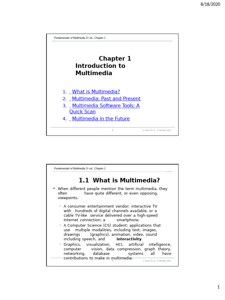 Lecture 1.1 Introduction To Multimedia | PDF | Html | Xml