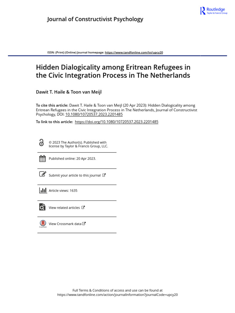 Hidden Dialogicality Among Eritrean Refugees in The Civic Integration ...