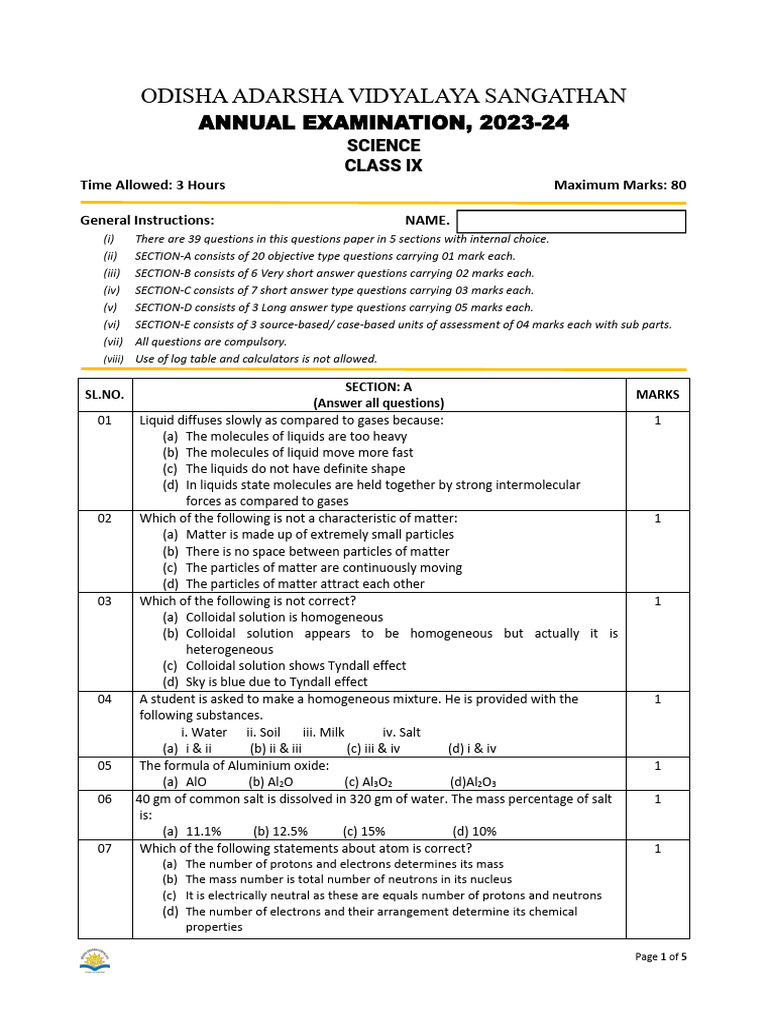 Class Ix Science Annual 250216 110142 | PDF | Isotope | Chemical Elements