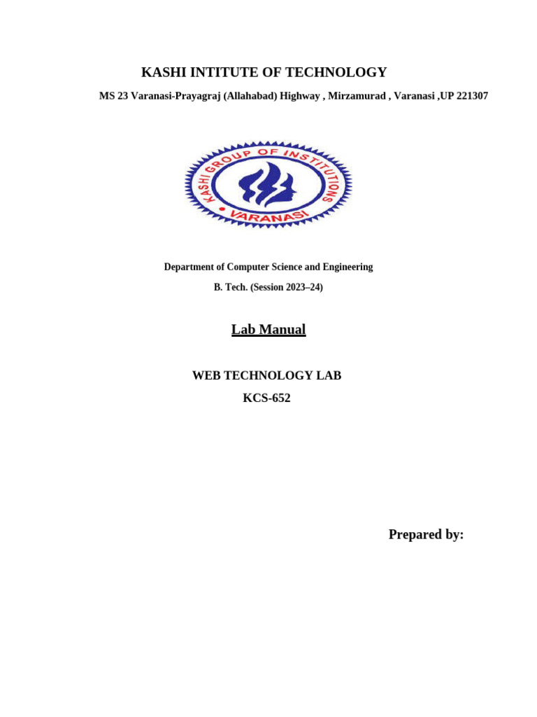 Lab Manual WebTech (KCS-602) | PDF | Html | World Wide Web