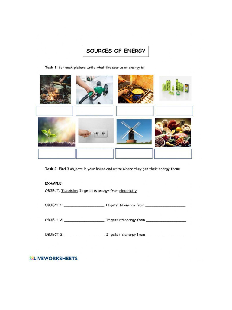 Worksheet Science Year 5 Topic Energy | PDF