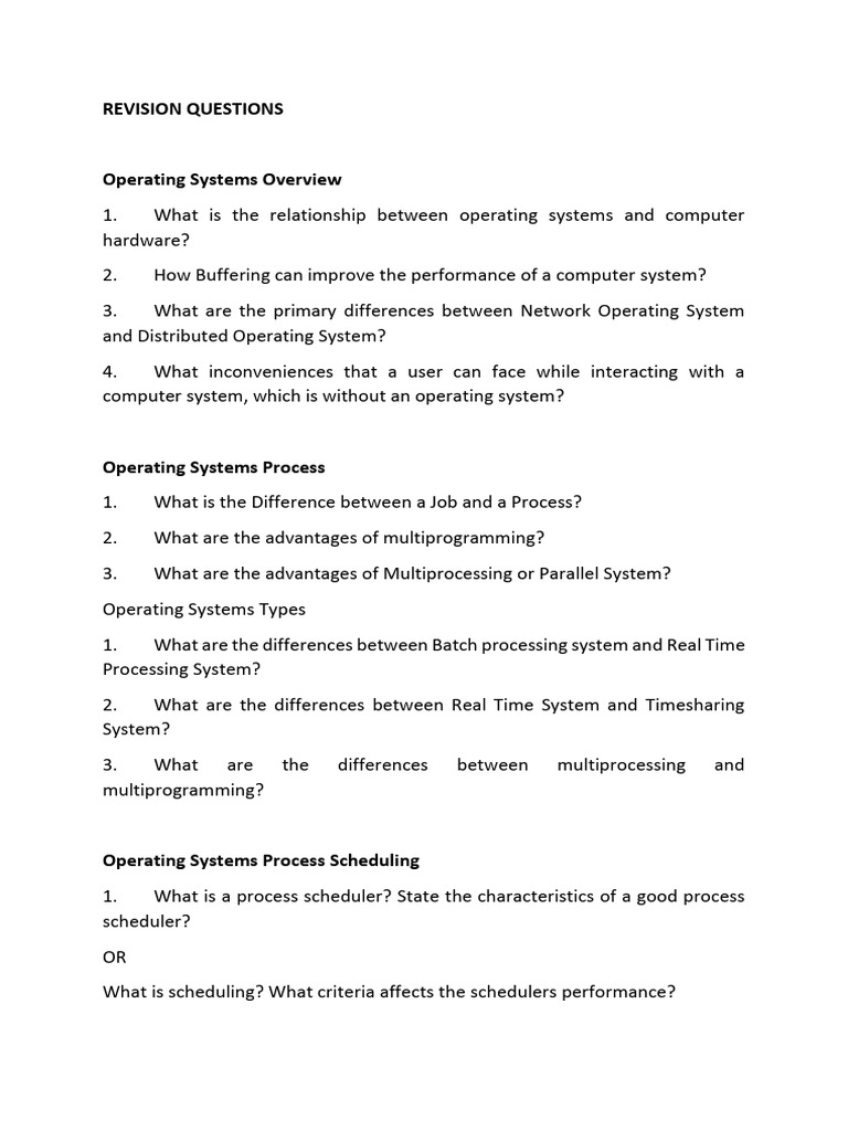 OS Revision Questions for Interviews | PDF
