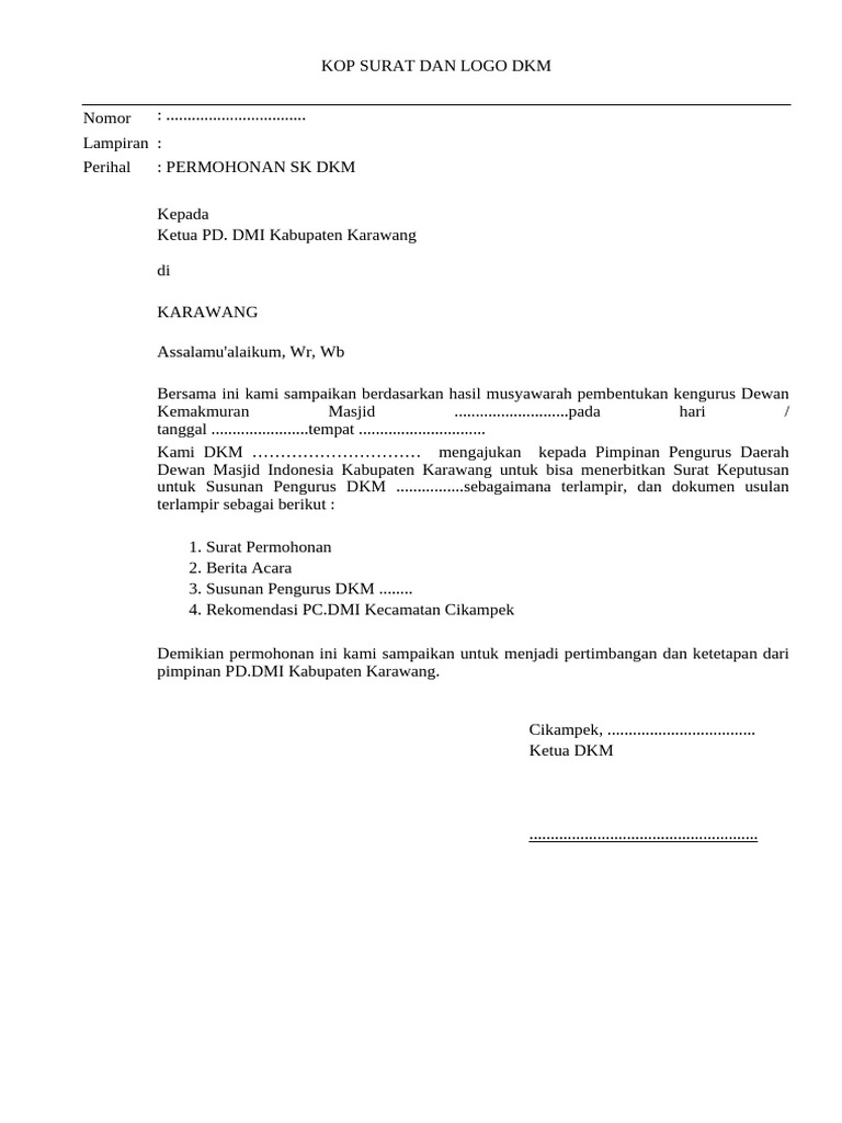 Permohonan SK DKM-1 | PDF