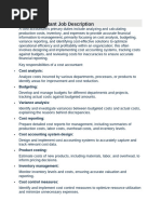 Cost Controller Job Responsibilities Guide | PDF