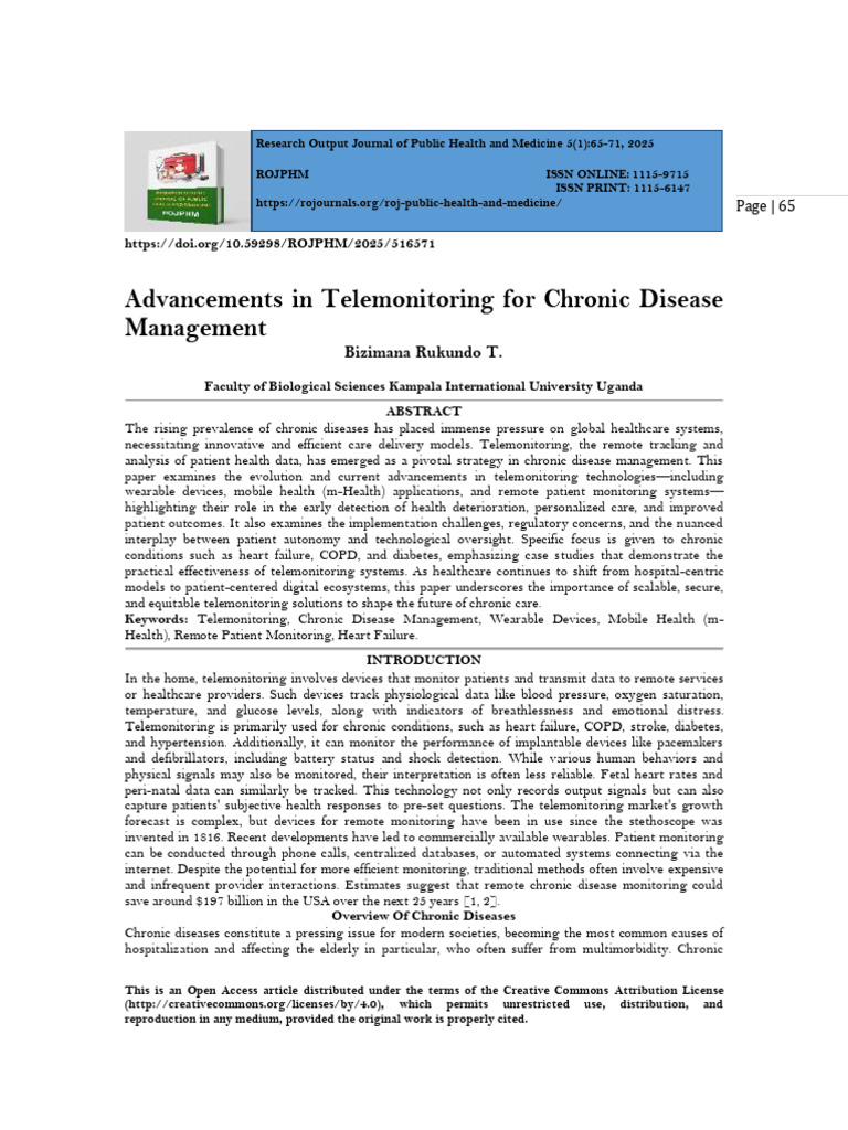 Telemonitoring Innovations in Chronic Care | PDF | Monitoring (Medicine ...