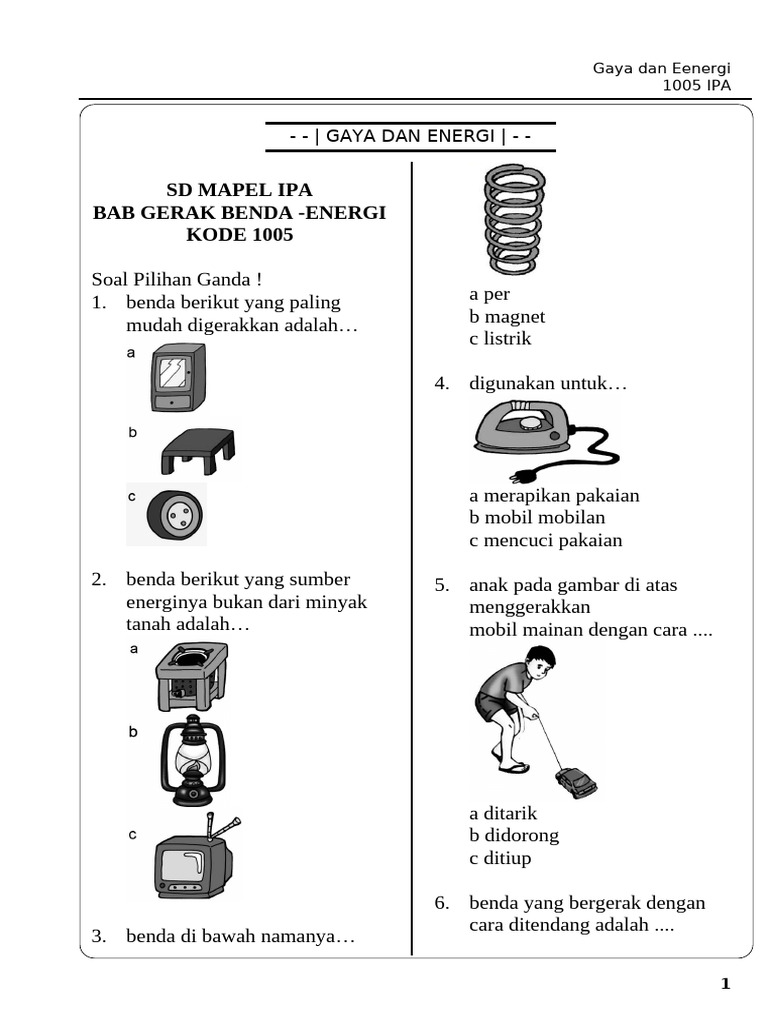 1005 IPA Bab 5 Gaya Dan Energi | PDF