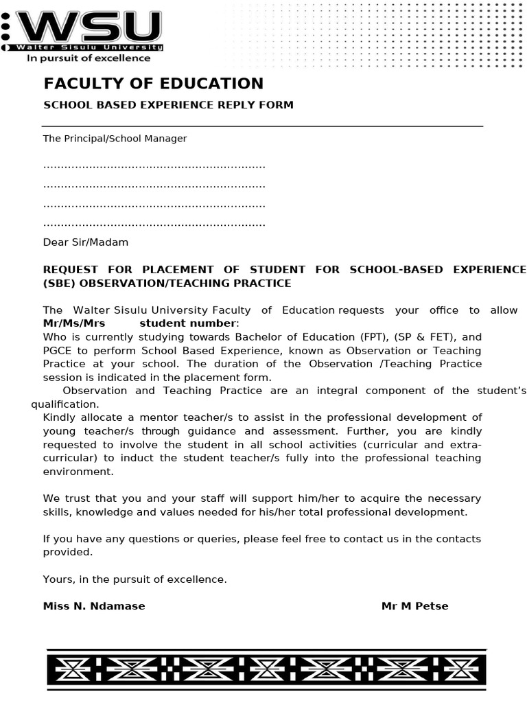 SBE PLACEMENT LETTER- 2024 copy | PDF | Learning