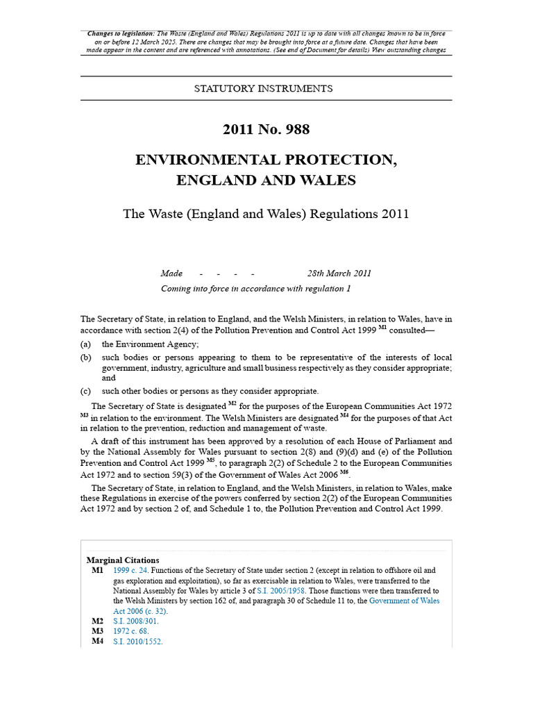 The Waste (England and Wales) Regulations 2011 | PDF | Waste ...