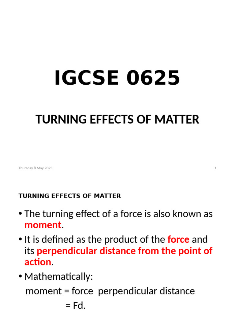 Turning Effect of Forces | PDF | Force | Torque