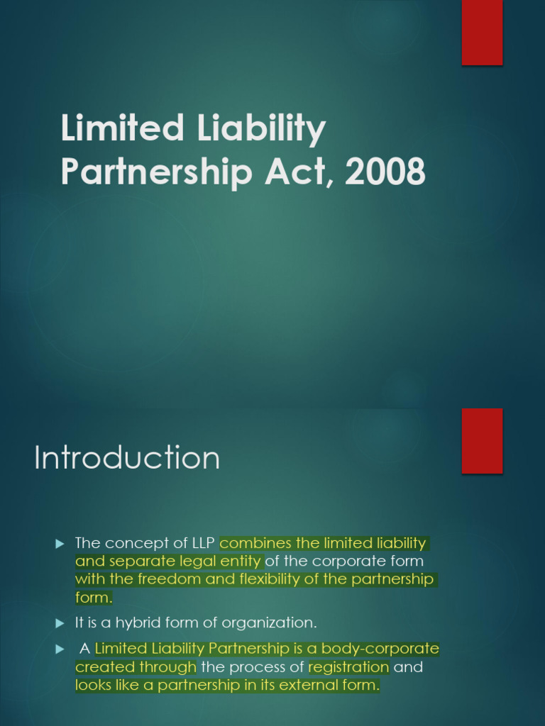 LLP Introduction - Company Law | PDF | Limited Liability Partnership ...