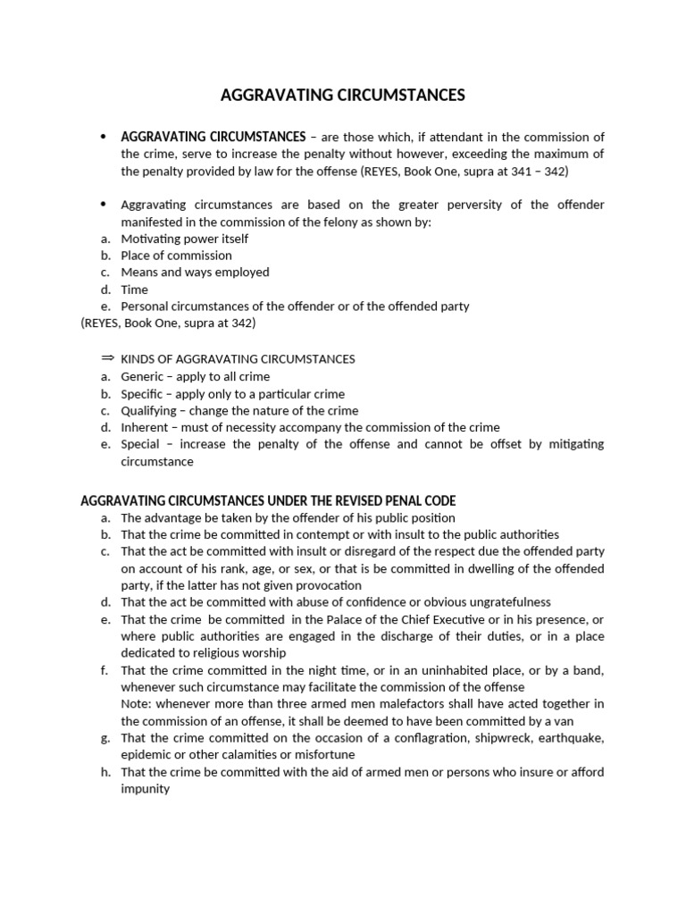 Aggravating Circumstances | PDF | Crimes | Crime & Violence