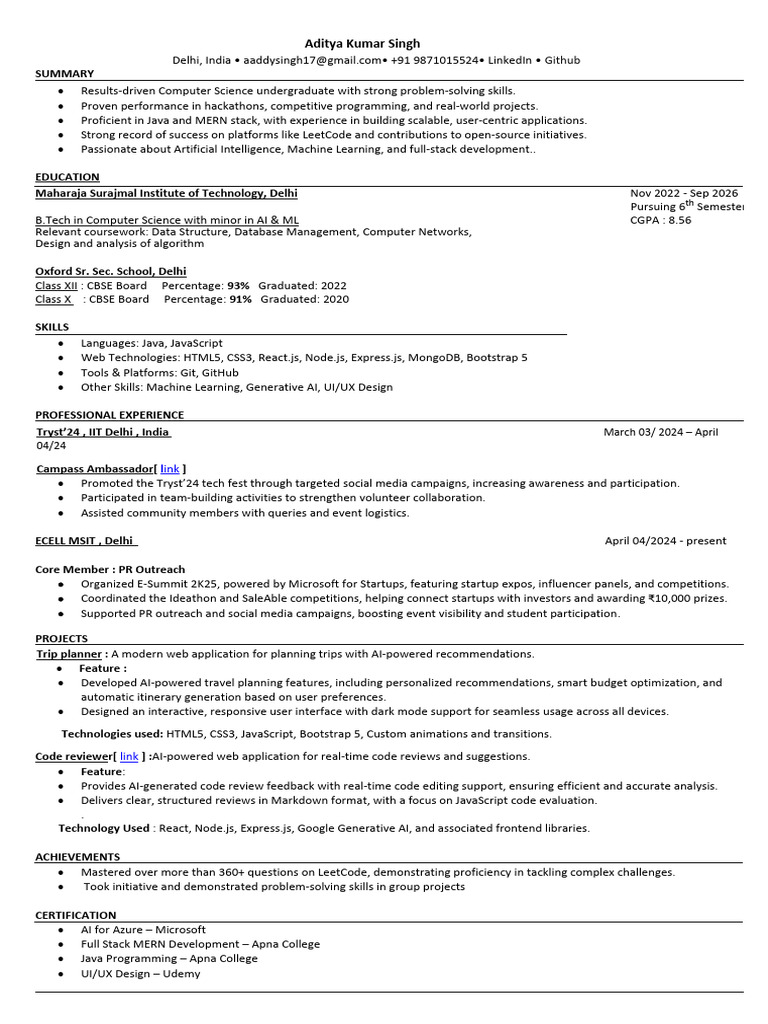 Aditya Resume Main 2 | PDF | Java Script | Software Development