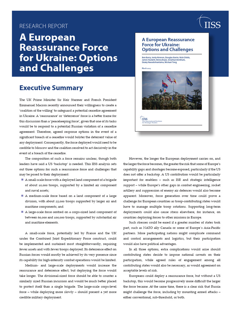Iiss - A European Reassurance Force For Ukraine - Es - 0325 | PDF ...