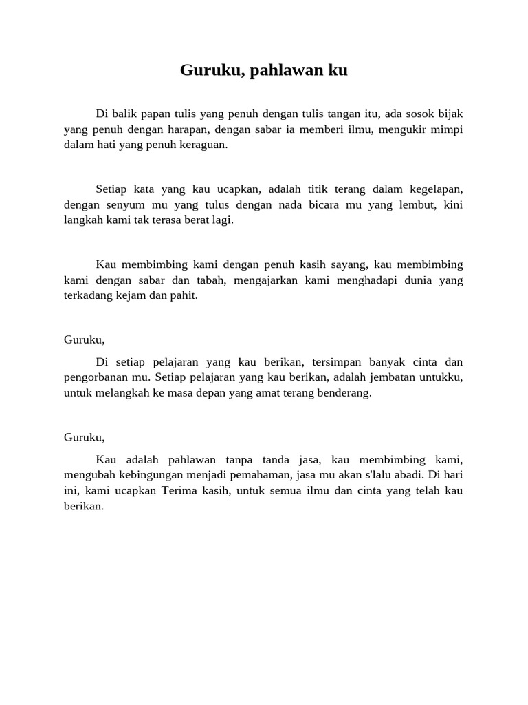 Guruku: Pahlawan Tanpa Tanda Jasa | PDF