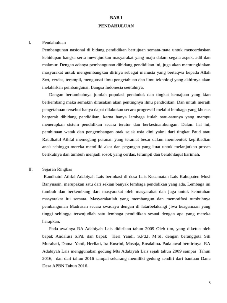 Program Kerja RA Adabiyah Lais 2024/2025 | PDF