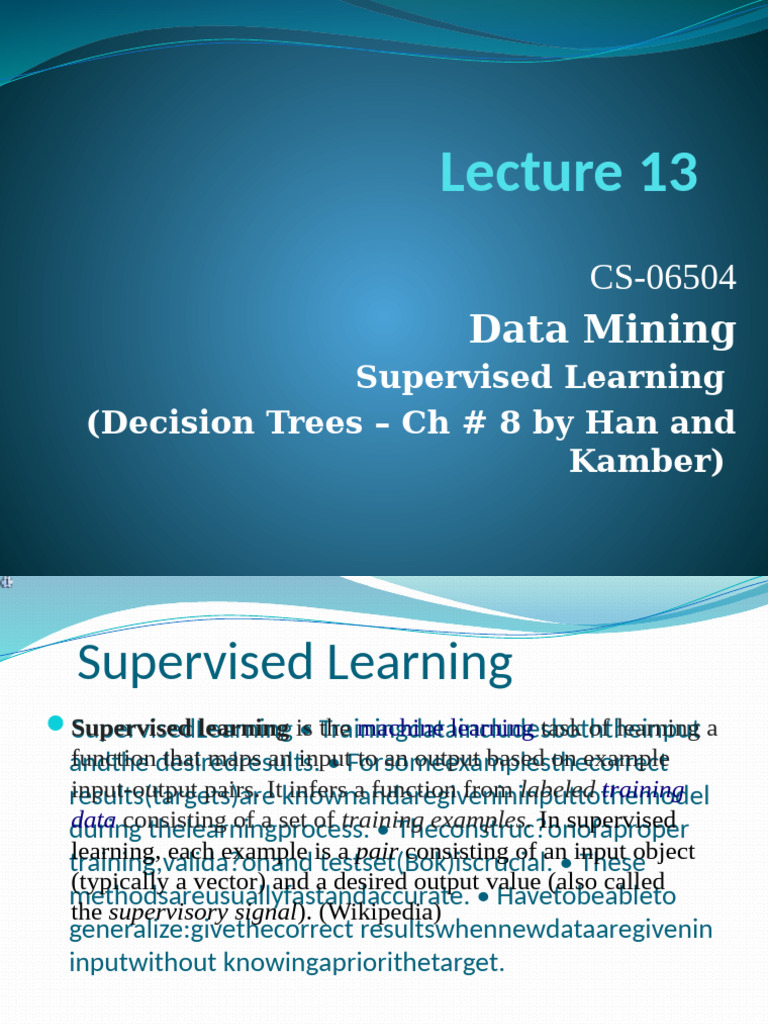 Lecture 13-Supervised Learning-Decision Trees-M | PDF | Theoretical ...