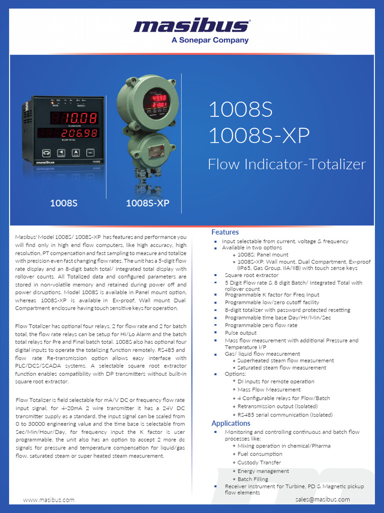 1008S 1008S-XP R6F 1119 Flow-Indicator-Totalizer | PDF | Flow ...