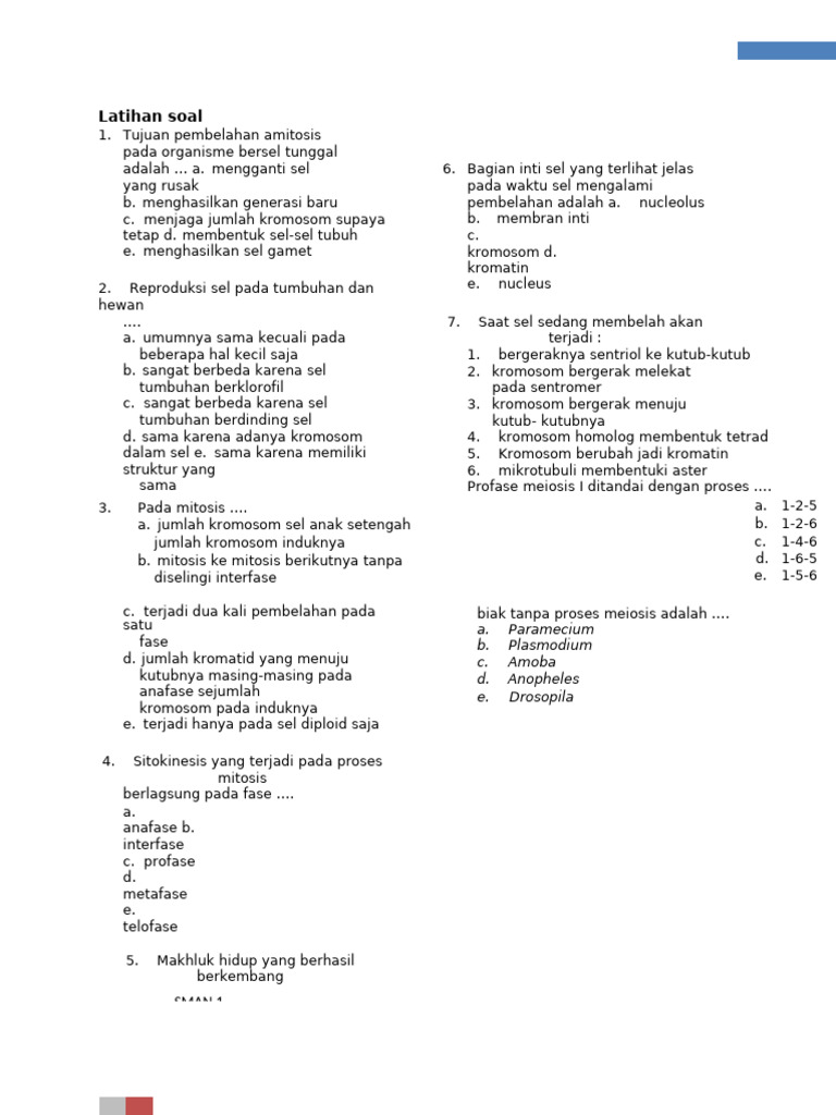 Latihan Soal Pembelahan Sel | PDF