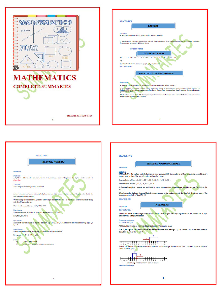Math Summaries | PDF