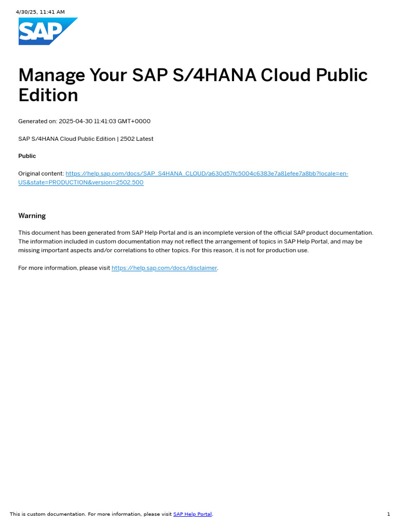 SAP S4HANA Public Cloud Test Data Refresh | PDF | Cloud Computing ...