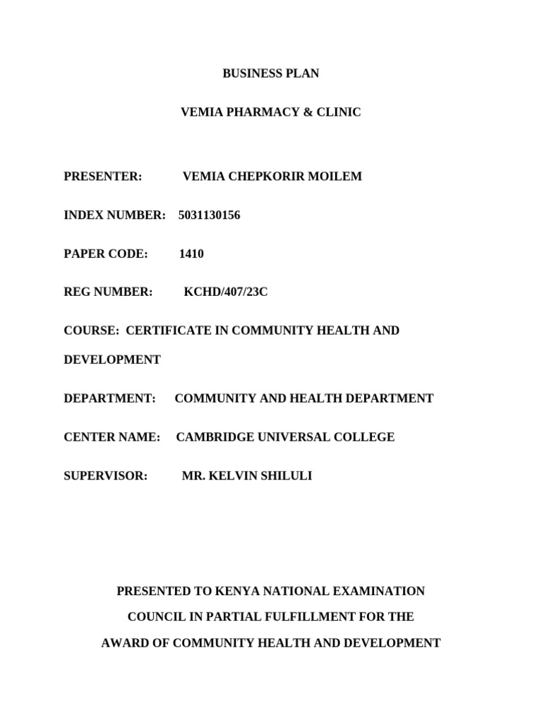 Vemia Community Health Business Plan | PDF | Pricing | Employment