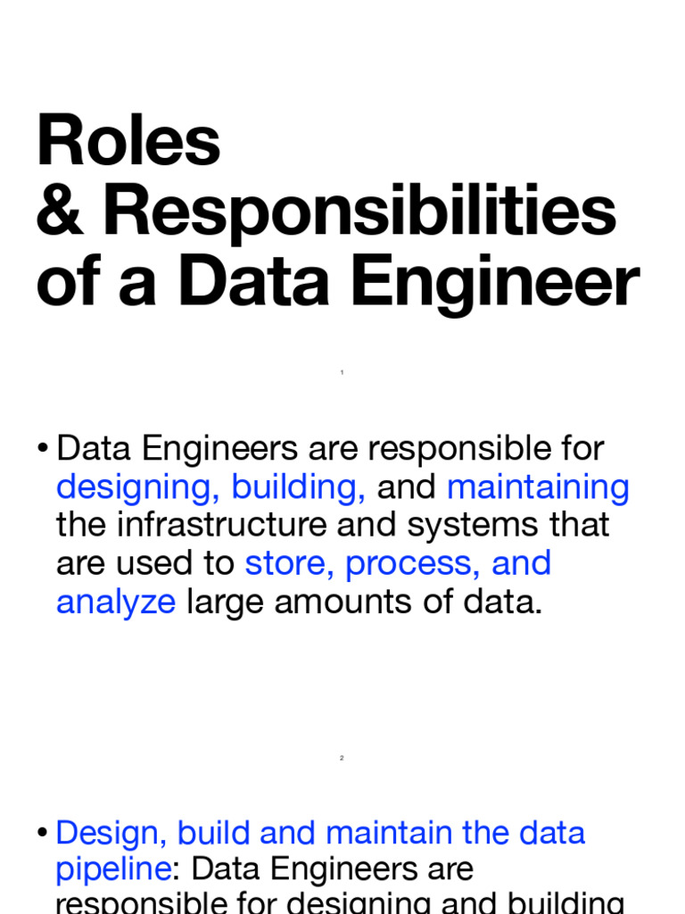 Roles of Data Engineer | PDF