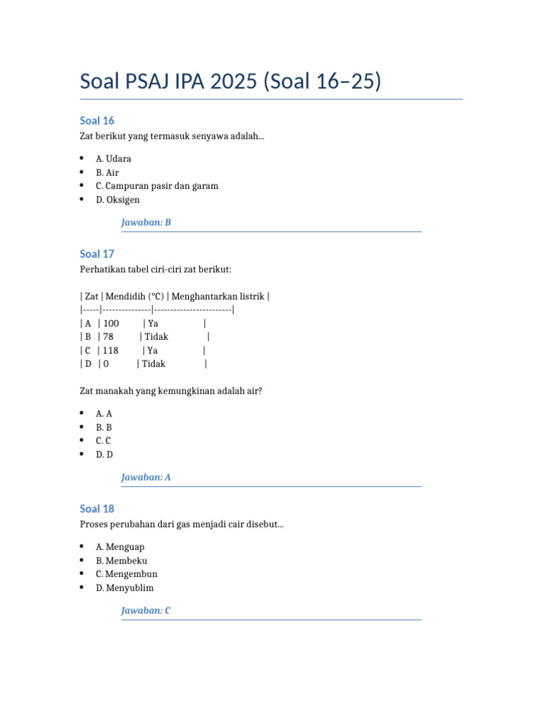 Soal PSAJ IPA 2025 No 16 25 Final | PDF