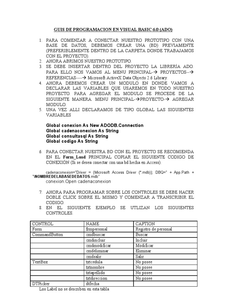 Guia De Programacion En Visual Basic 6 Pdf Active X Data Objects