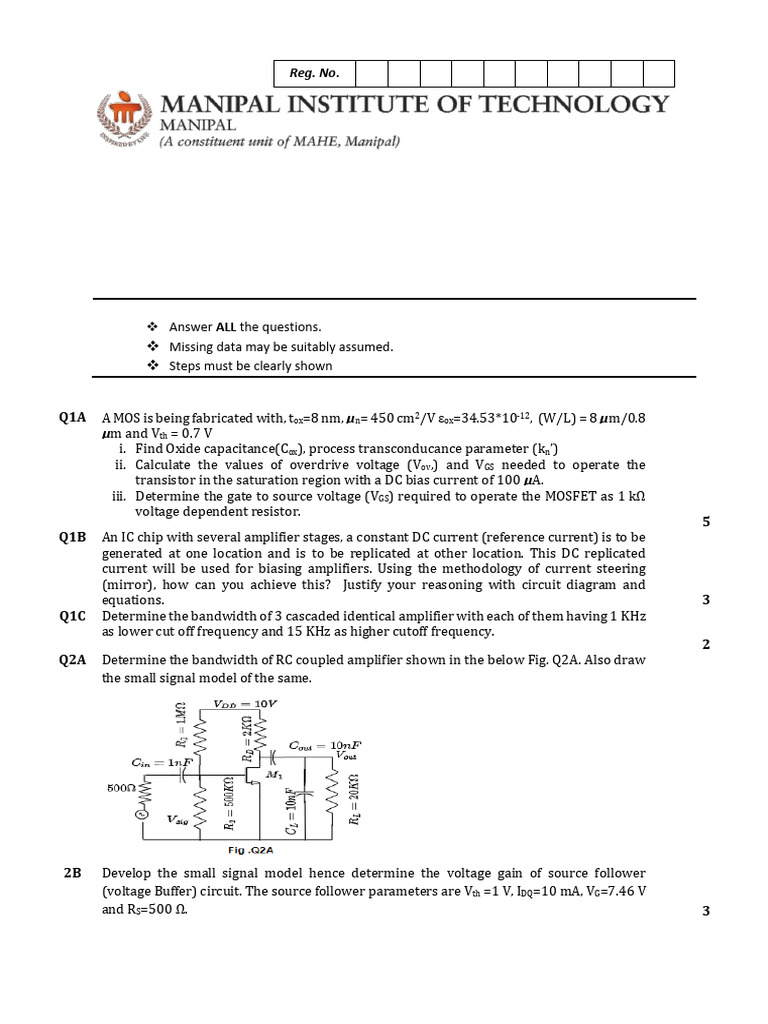 Analog System Design (ELE 2151)RCS | PDF | Amplifier | Operational ...