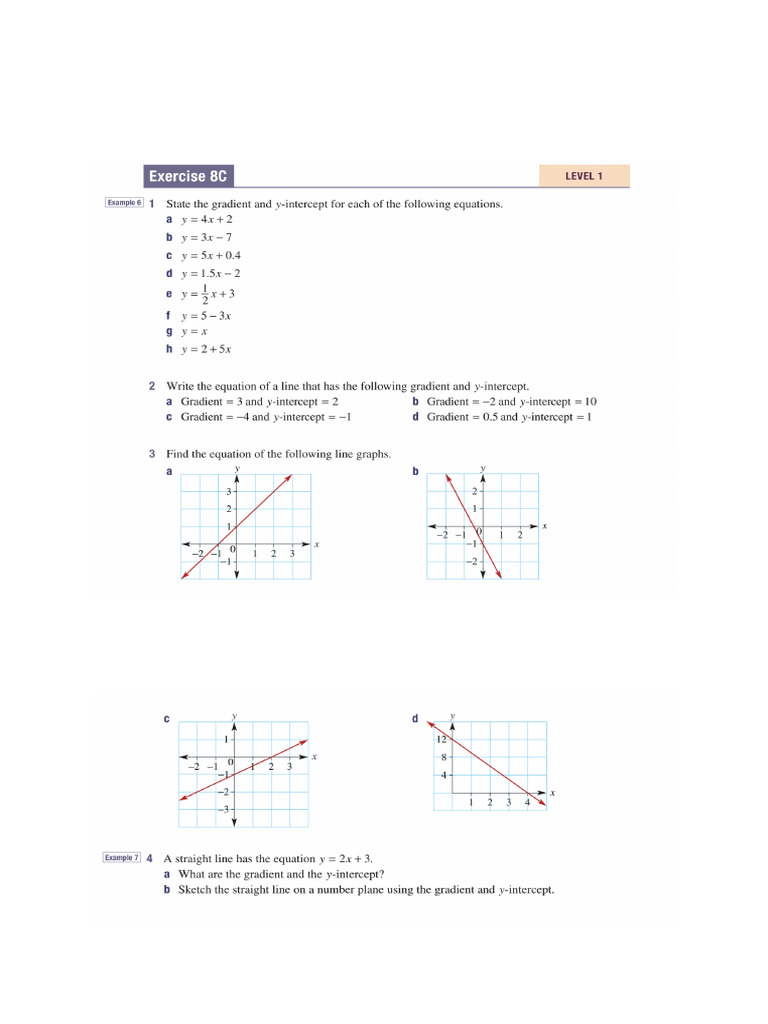 8C Linear Relationships-Gradient–intercept formula | PDF