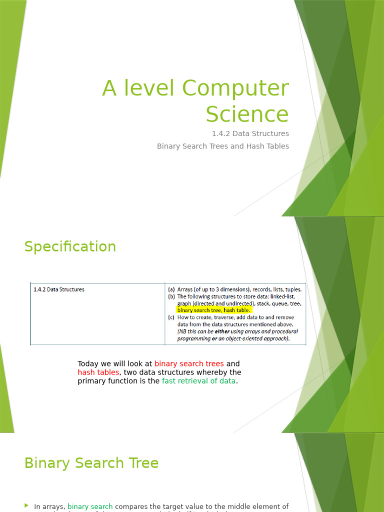 1.4.2 Binary Search Trees Andd Hash Tables | PDF | Vertex (Graph Theory) | Computer Programming