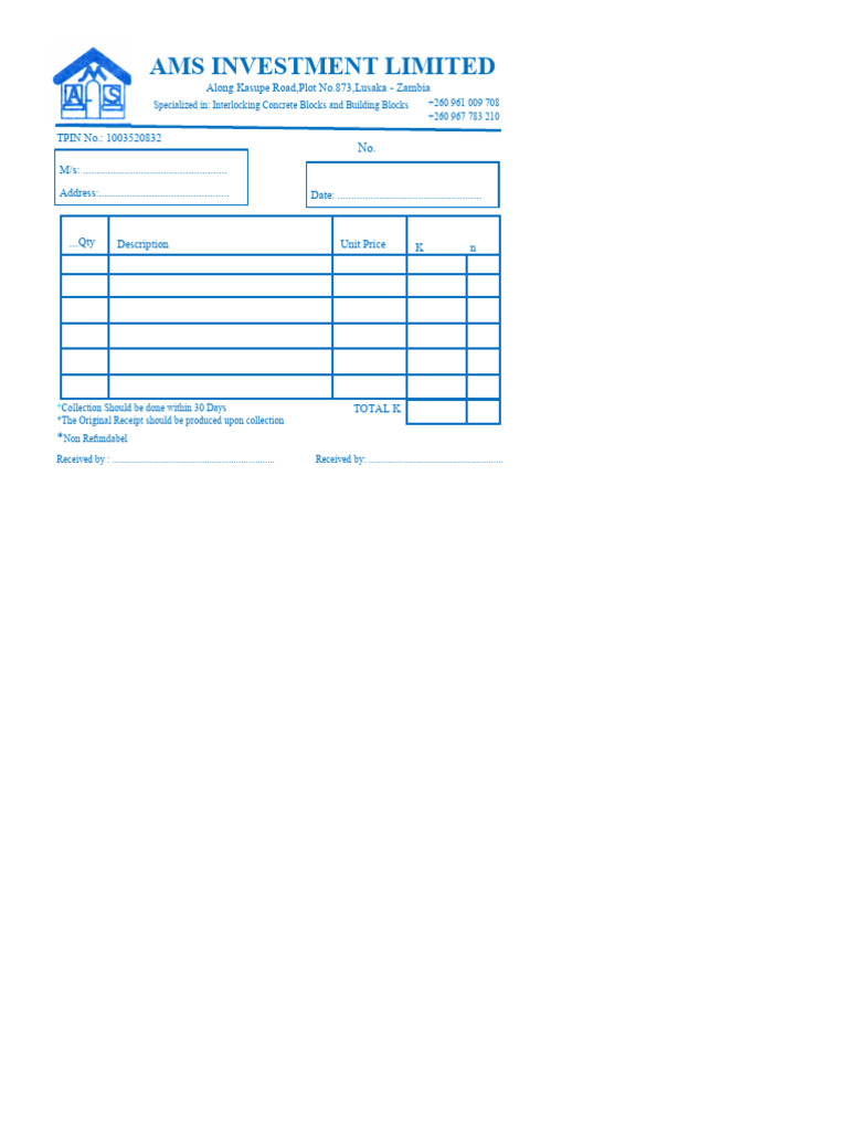 Interlocking Concrete Blocks Invoice | PDF