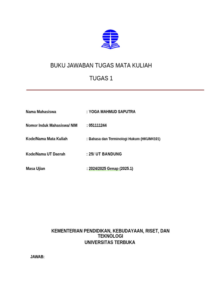 Bahasa Dan Terminologi Hukum (HKUM4101) | PDF | Prosecutor | Evidence (Law)