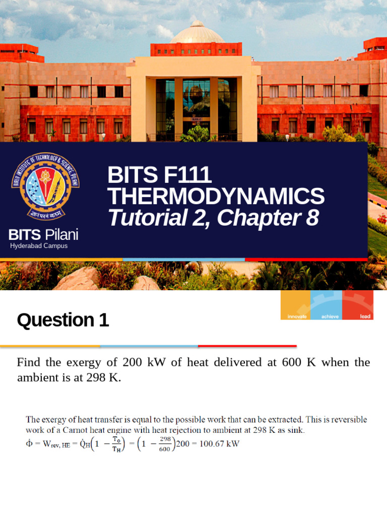Thermo Exergy Questions | PDF