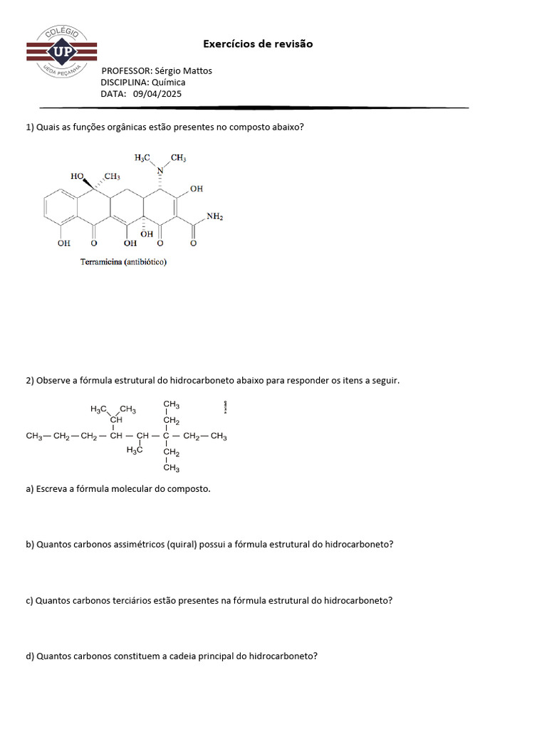 2-Metilpentano: Exercícios de Química | PDF