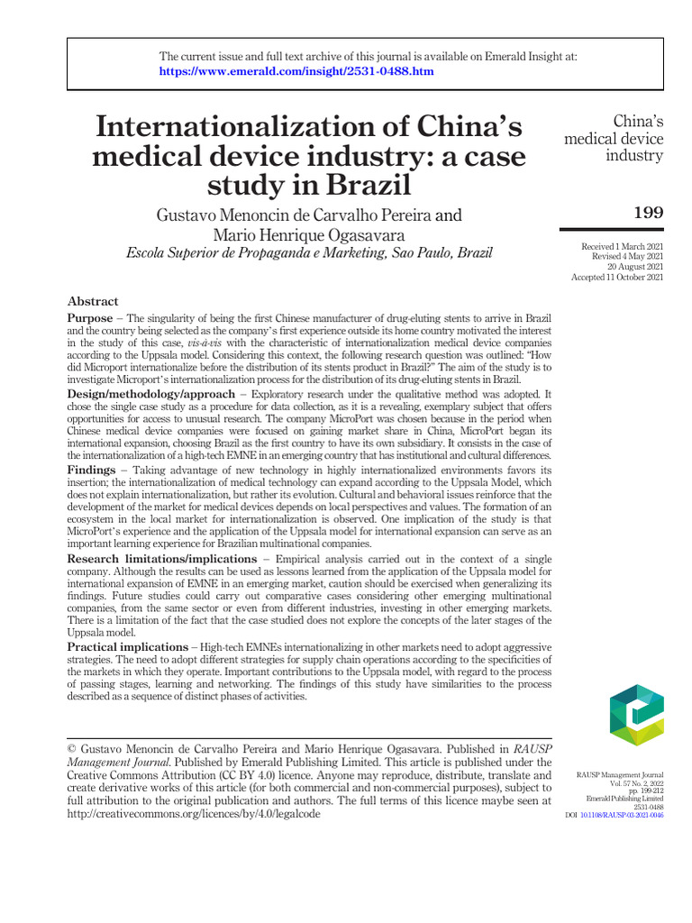 Internationalization of China's Medical Device Industry: A Case Study in Brazil | PDF ...