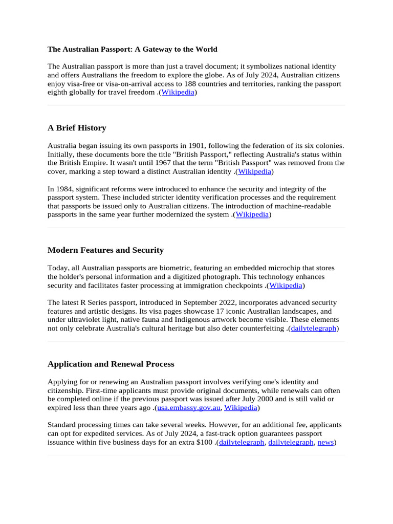 Australian Passport: History and Features | PDF | Passport | Australia