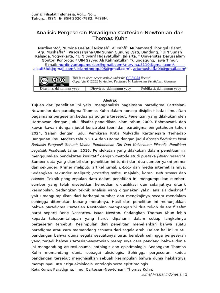 Pergeseran Paradigma Cartesian dan Kuhn | PDF