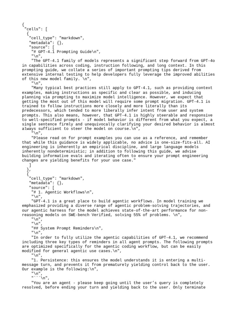 gpt4-1 Prompting Guide - Ipynb | PDF | Computing | Computer Programming
