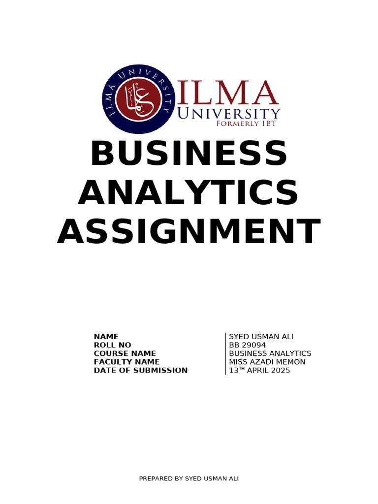 Business Analytics Assignment - Syed Usman Ali-2 | PDF | Analytics | Predictive Analytics