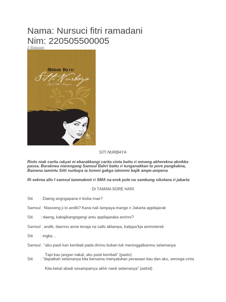 NASKAH DRAMA NURSUCI FITRI RAMADANI | PDF