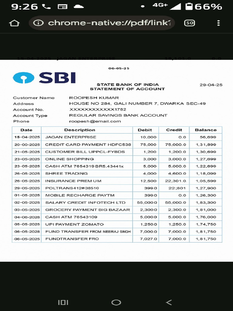 Bank Statement With 15apr Entry | PDF